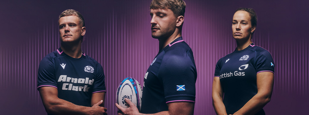 The sound of Scotland features on the new home kit - Scottish Rugby